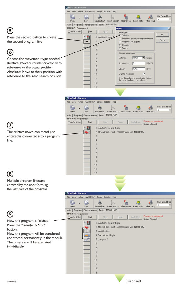 Programming of QuickStep motors with MacTalk Nano PLC