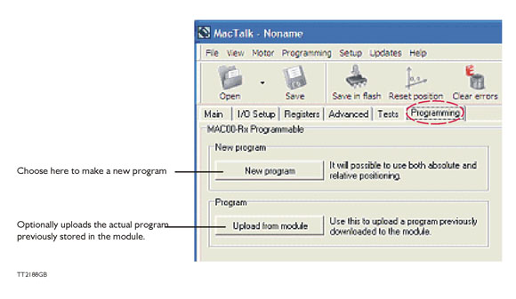Programming of QuickStep motors with MacTalk Nano PLC